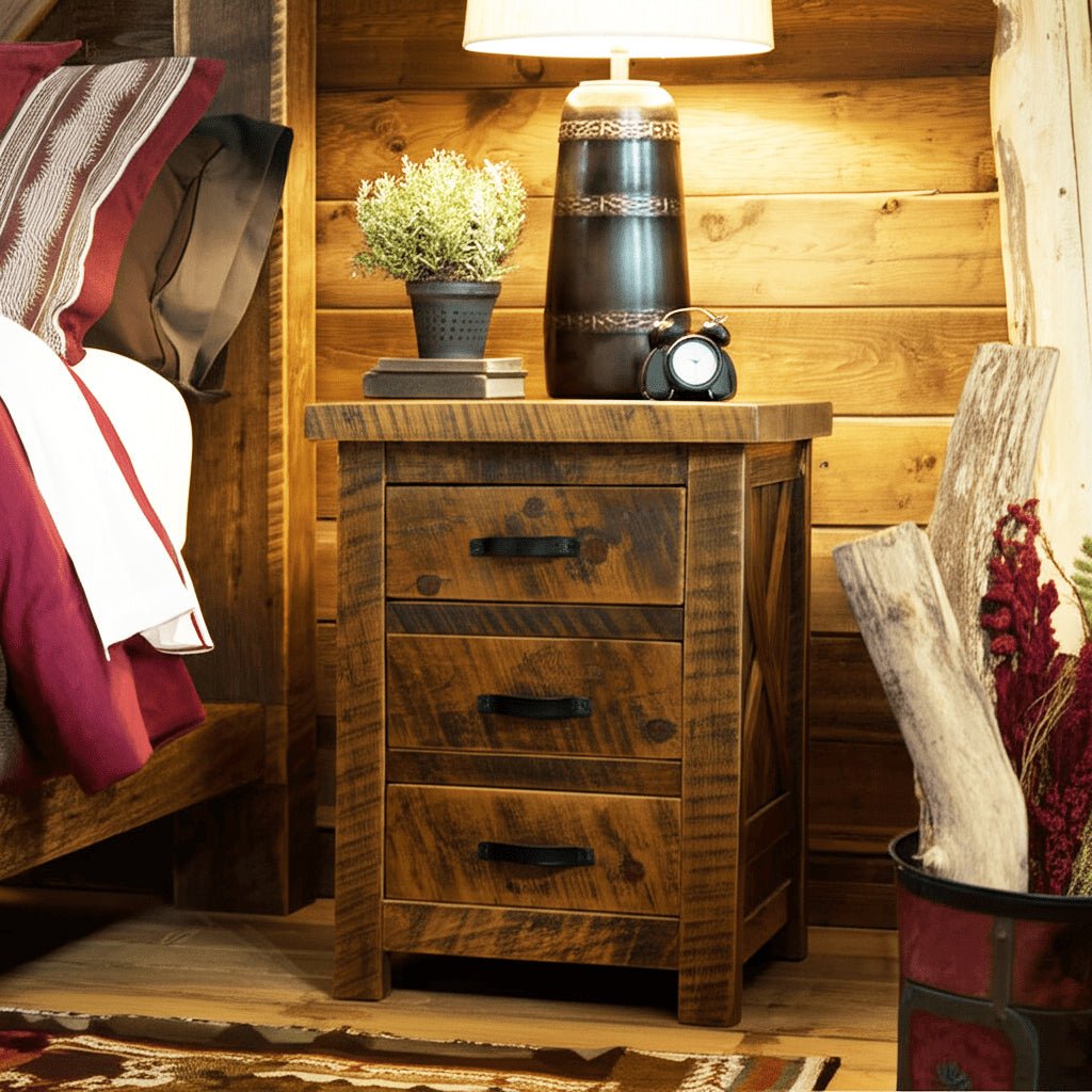 Wild West Rustic 3 Drawer Nightstand – Real Rustic Furniture