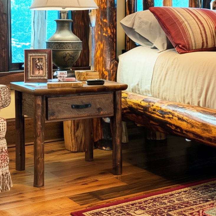Heritage Hollow 1 Drawer Log Nightstand – Real Rustic Furniture
