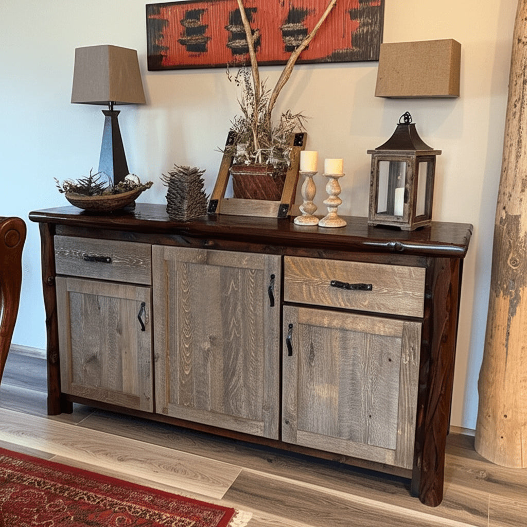 Heritage Hollow 2 Drawer with 3 Doors Log Buffet – Real Rustic Furniture