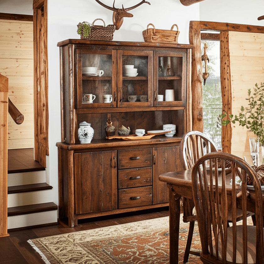 Heritage Hollow Log Buffet & Hutch – Real Rustic Furniture