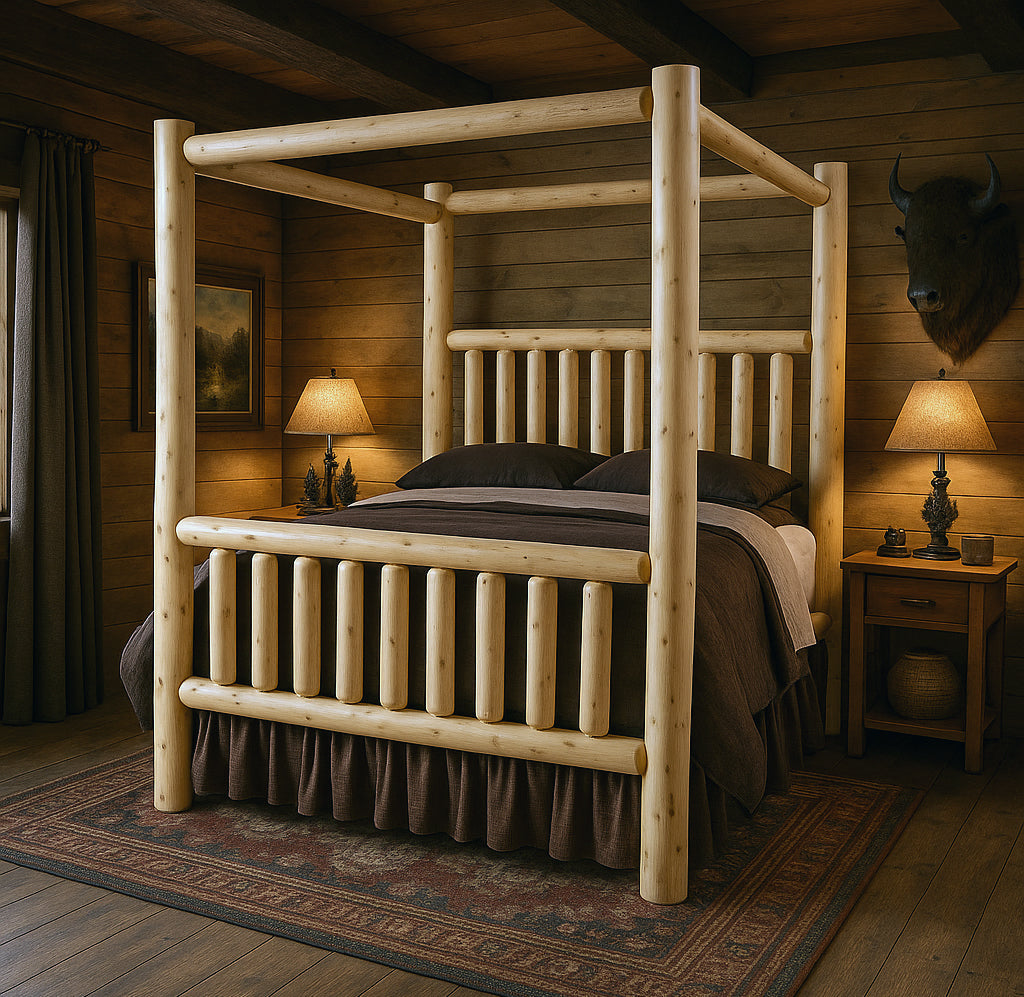 True North Timber Log Canopy Bed – Real Rustic Furniture