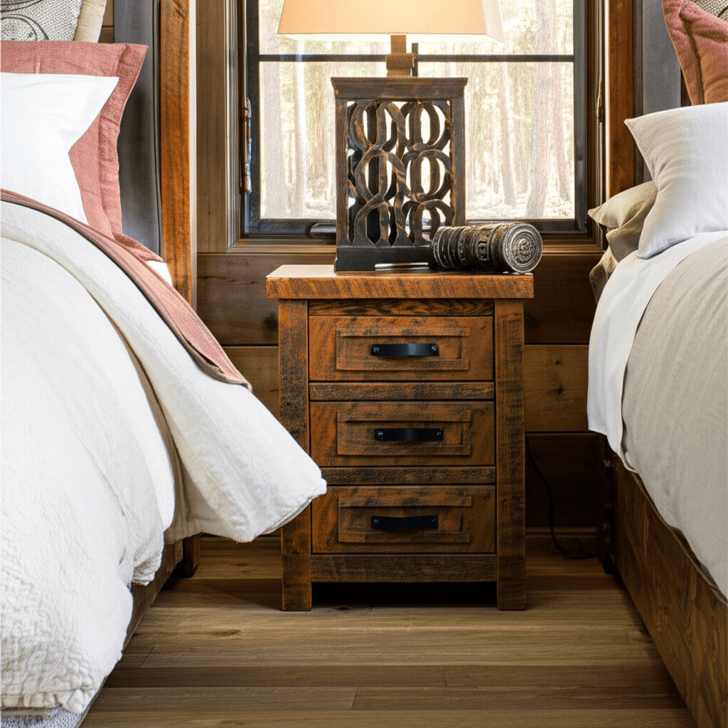 Timber Tradition Barnwood 3 Drawer Nightstand – Real Rustic Furniture